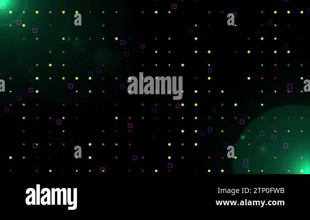 4K Randomly moving square and dots background with light leaks. Digital ...