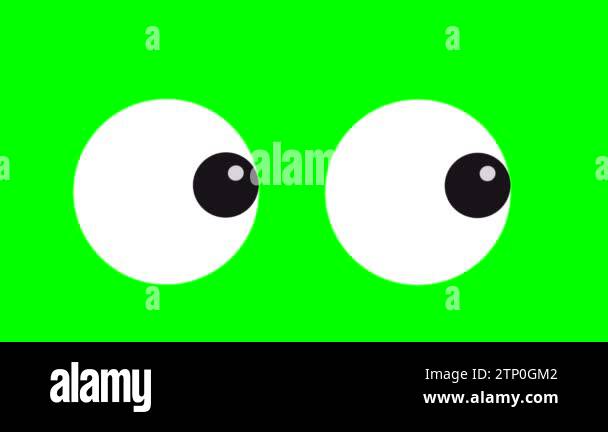 Cartoon simple blinking looking angry eyes on green screen insert ...