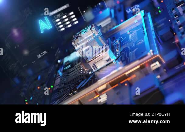 3D rendering AI artificial intelligence concept against random moving ...