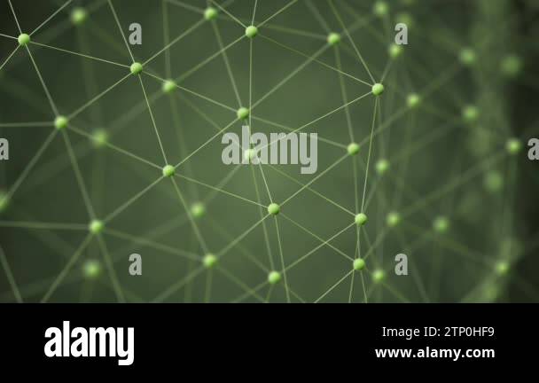 Abstract 3D render animation green plexus cell wire meta data cyber security neural network ...