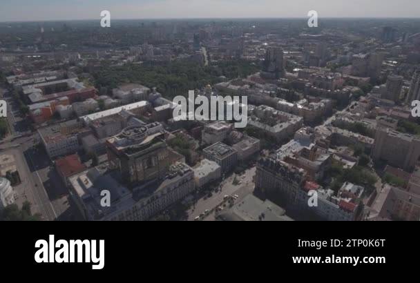 Kiev street Vladimirskaya Aerial. City landscape from the height of a ...