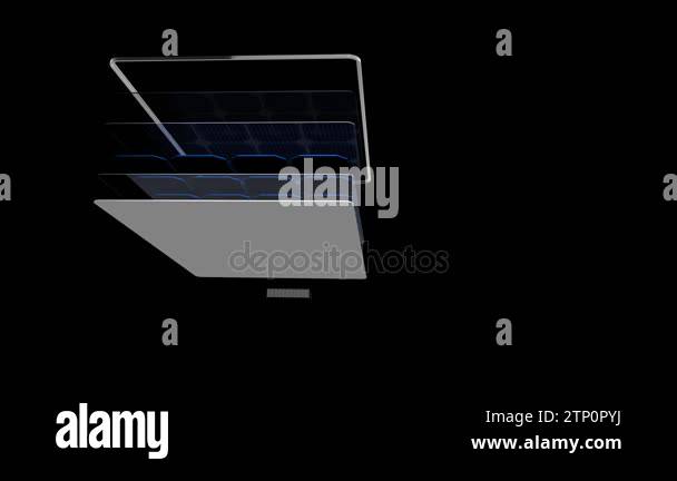 Animation 3D shows how a solar panel is divided into its parts while ...