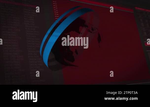 Animation of circles around globe and computer language with interface ...