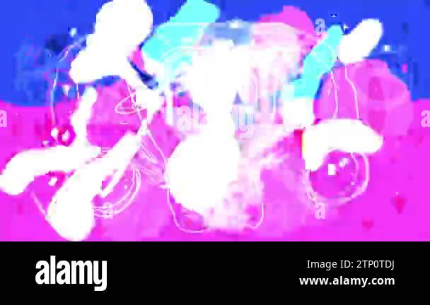 Chaotic animation with highlights and hand-drawn ink strokes. Flashes and overflows of color ...