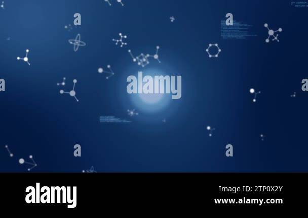 Animation Of Floating Nucleotides Connected Dots And Computer Language Over Abstract Background