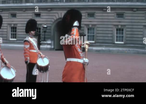 The Royal Guards are saluting the British Royal Family at the guard ...