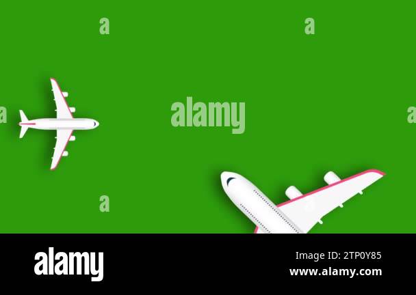 Travel Airplanes Flying over green screen. 4K Motion Graphics Animation ...