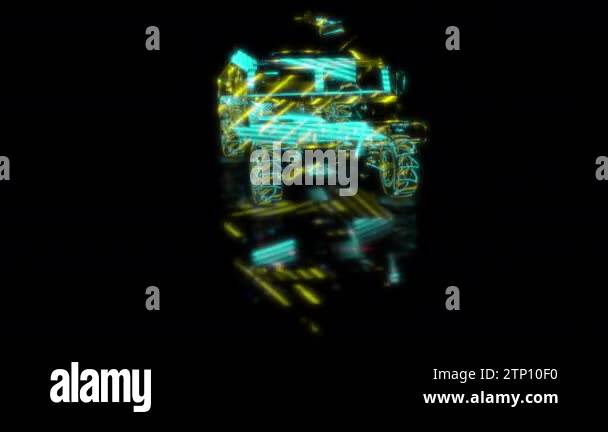 Futuristic technology concept, 3D model hummer suv humvee miltary ...
