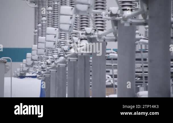 Switchgears and switches in a power plant with steel structure. Power ...
