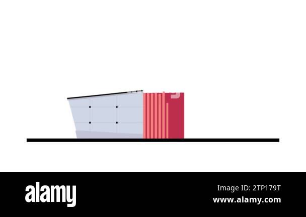 Animation of modern house in flat style. Appearing elements of exterior ...