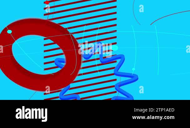 Blue and red geometric background video template. Abstract shape design. Simple moving ...