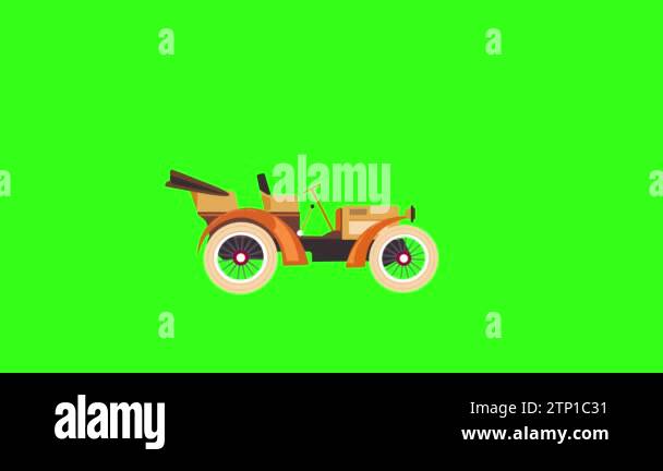 vintage luxury car moving animation on green screen background ...