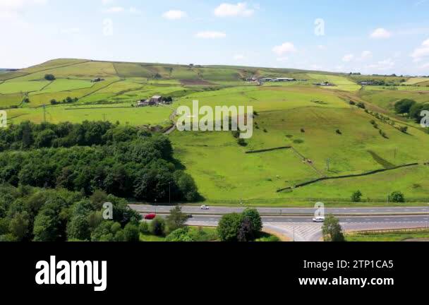 Aerial footage of the beautiful British town of Haslingden in ...