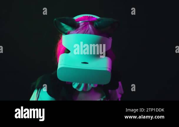 Studio portrait of modern teen girl cosplaying anime character wearing ...