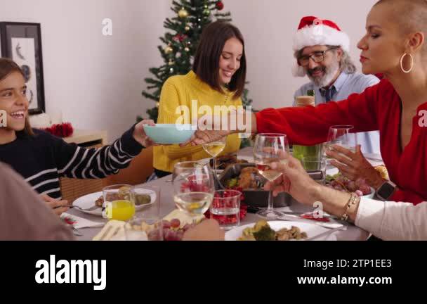 Funny family gathering celebrating Christmas vacations together at ...