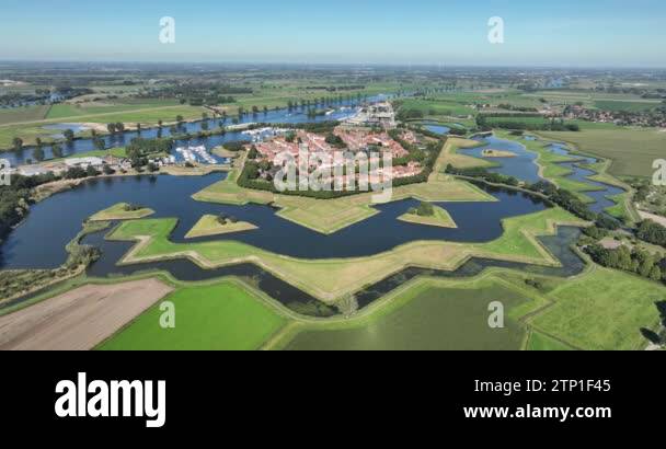Aerial drone view of Heusden, The Netherlands. Fortified historic city ...