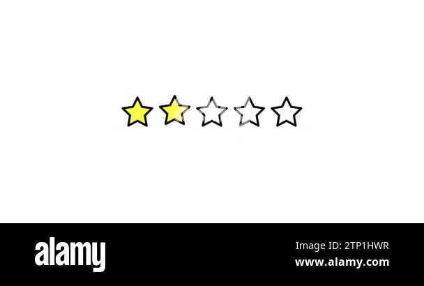 Five Stars Rating animation. Set of Stars. Two Star Rating on White ...