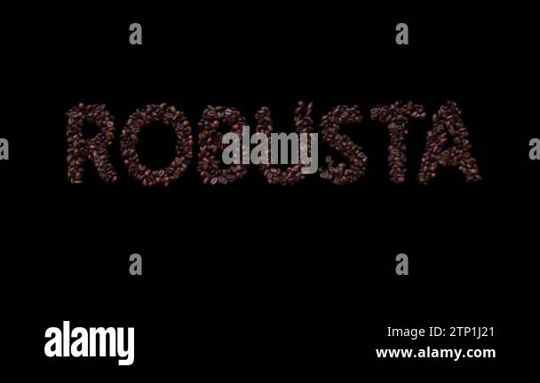 Animated Typeface Out Of Coffee Beans The Text Robusta With Alpha Channel Stock Video Footage ...