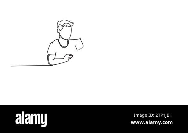 Self drawing animation of single line draw father accompany his kid ...