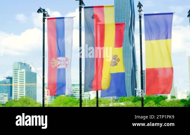 Flags of Croatia, Germany, Romania and other flags of European ...