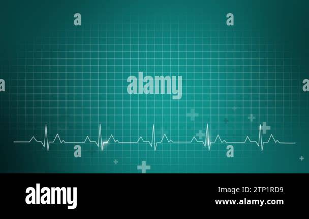 Medical background screensaver with grid, heart beat cardiogram line ...
