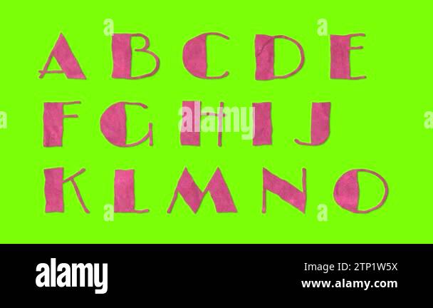 animated paper cutout retro vintage font isolated on chroma key green ...