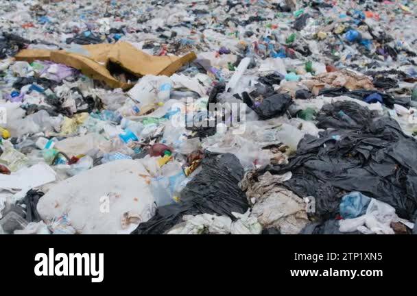 Plastic waste dump with large plastic waste. Ecological disaster, toxic ...