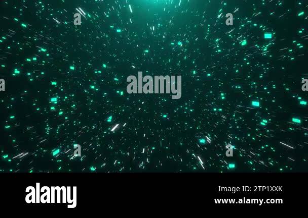 4K 3D Abstract particles flow, Digital cyberspace connection background ...