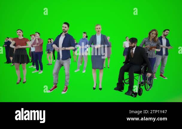 3D animation of the front view of the protesting crowd in Europe ...