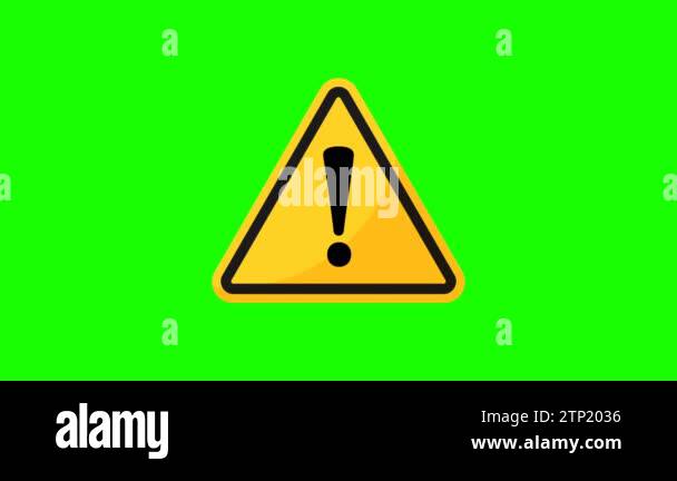 Animated warning signs of high voltage hazard isolated on green screen ...