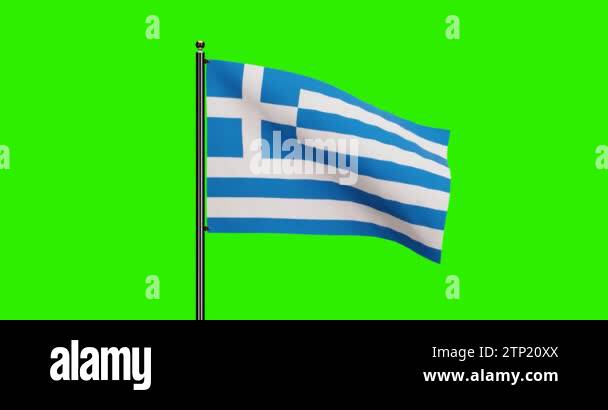 3D Rendered Greece National Flag Waving Animation with Realistic Wind ...