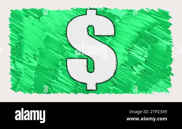 drawn marker dollar sign cartoon handmade animation seamless loop ...