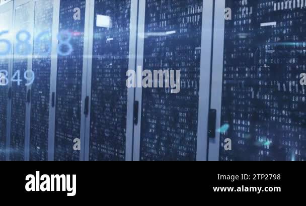 Animation of multiple changing numbers, mosaic squares and light spot ...