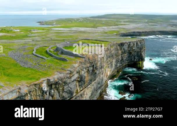 Dun Aonghasa or Dun Aengus aerial view, the largest prehistoric stone ...