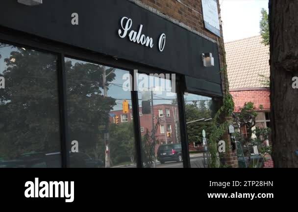 salon o franchise chain hair salon storefront sign logo with windows ...