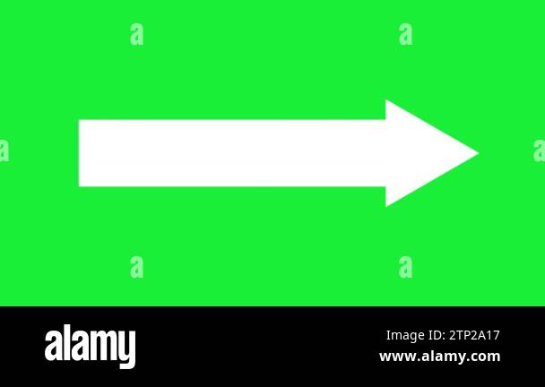 White arrow sign on green screen chroma key background. Animated arrow ...