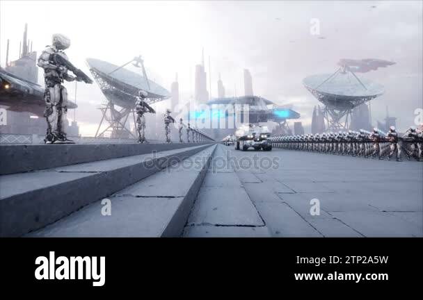 invasion of military robots. Dramatic apocalypse super realistic ...