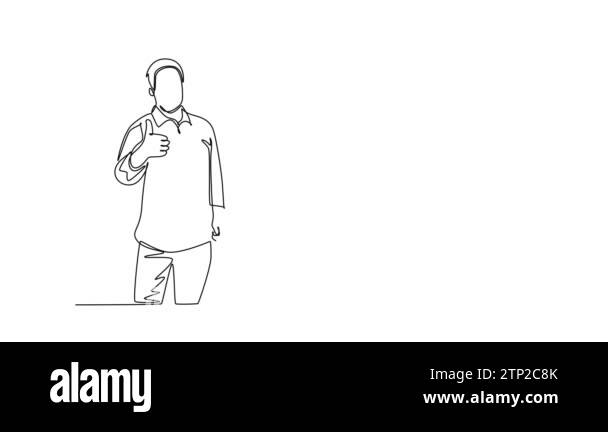 Self drawing animation group of happy college student giving thumbs up ...