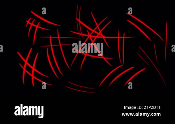 Animation of red scratches on a black screen. Damage effect in 4K with ...