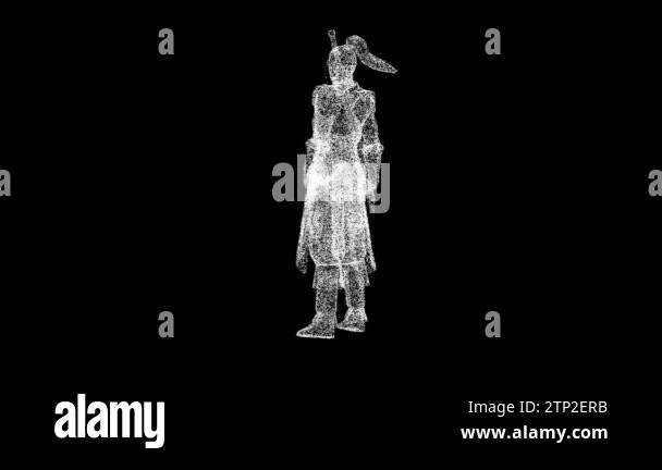 3D Samurai rotates on black background. Warrior and Honor concept ...