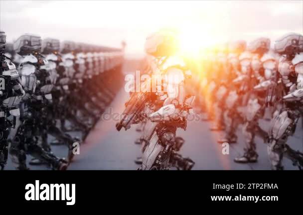 invasion of military robots. Dramatic apocalypse super realistic ...