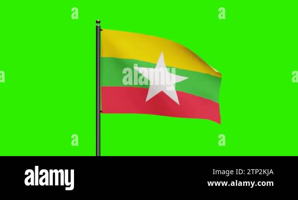 3D Rendered Myanmar National Flag Waving Animation with Realistic Wind ...