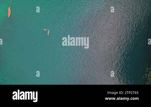 Drone Footage at Twin Lagoon in Philippines. 90 degree camera angle and ...