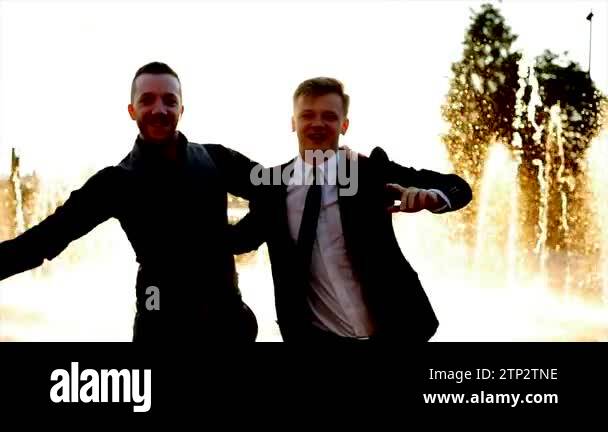 Happiness Lifestyle Scene of Two Male Persons Celebrating Career ...