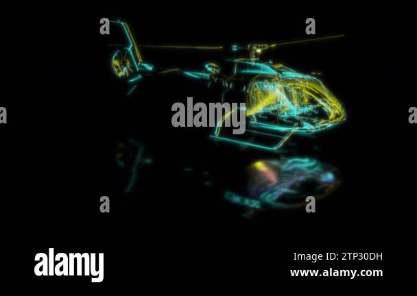 Futuristic technology concept, 3D model helicopter in motion scanning ...