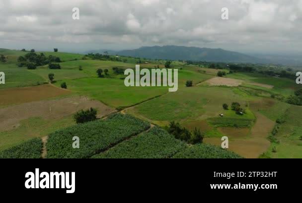 Mountain landscape with farmland and banana farm in Bukidnon. Mindanao ...