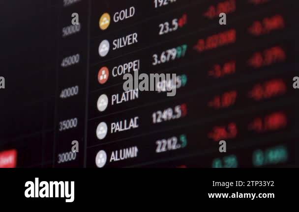 Stock Market Chart. Stock market data on LED display . concept High ...