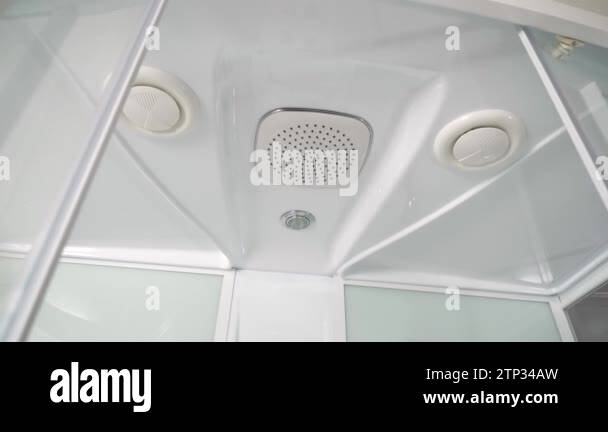 Shower cabin. Sliding mechanism of a shower cabin. Shower cabin, stall ...