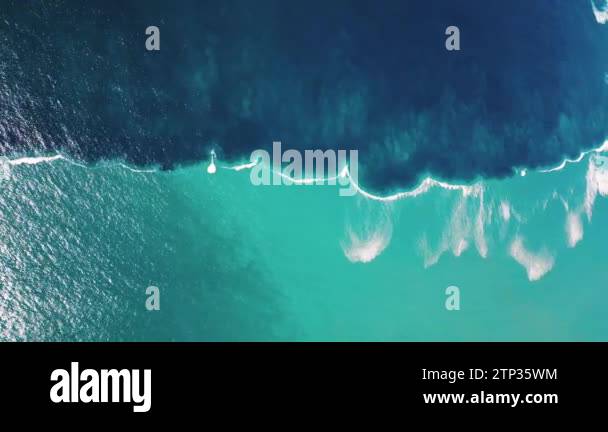 Boundary zone in the Atlantic Ocean. Aerial view of the dividing line ...