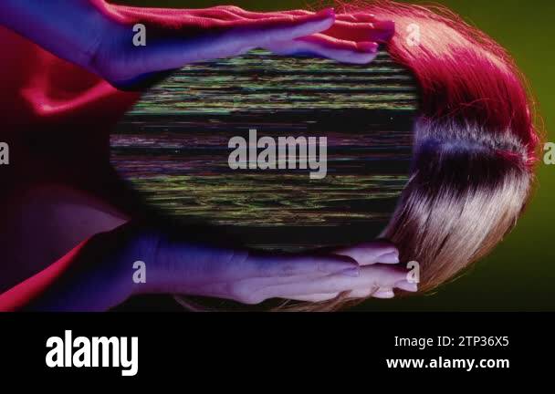 Vertical video. Stress anxiety. Mind control. Information overload. Red ...